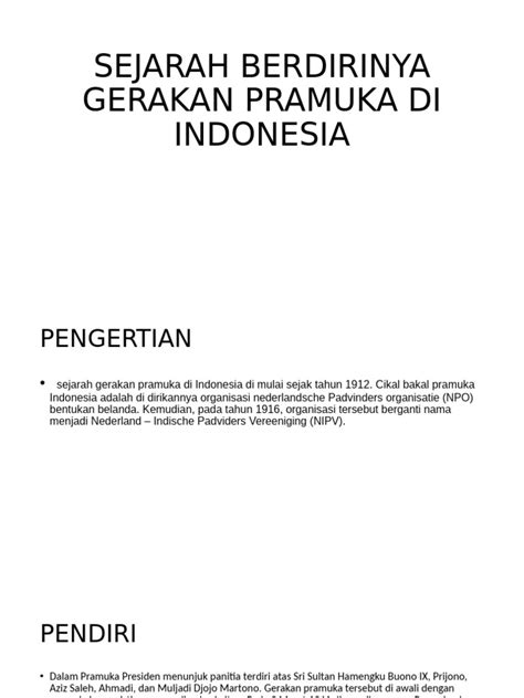 Sejarah Berdirinya Pramuka Di Indonesia Lykaila Syifa Mts Al Munir Pdf