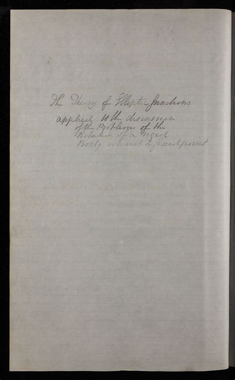 unpublished paper on the application of the theory of elliptic