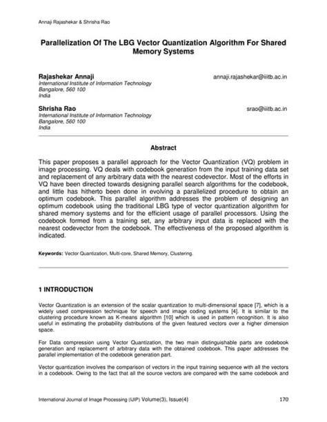 Parallelization Of The Lbg Vector Quantization Algorithm For Shared