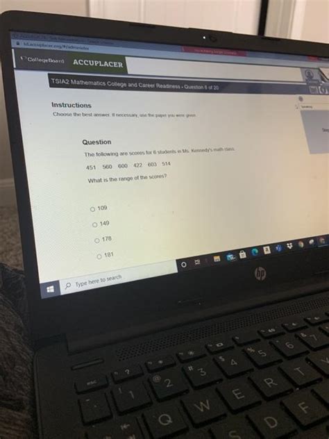 Solved College Board Accuplacer Tsia2 Mathematics College