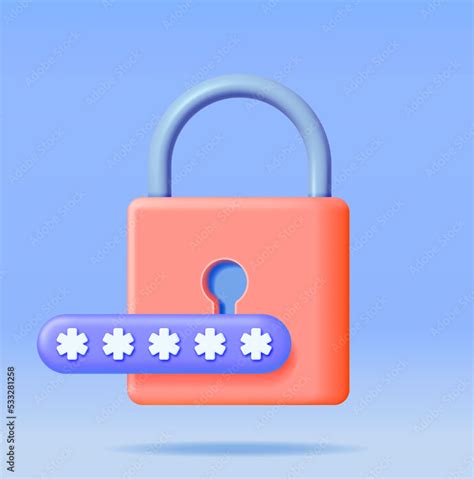 3d Password Field With Padlock Isolated Render Hidden Password Symbol In Pad Lock Computer