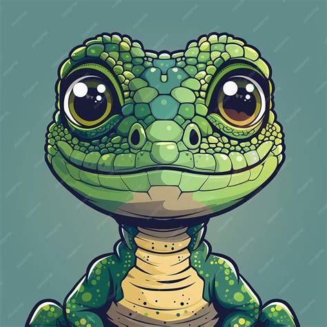 Cute Basilisk Glaring Harshly Cartoon Vector Illustration Premium Ai