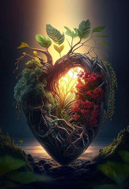 Premium Photo A Heart With A Tree Growing Out Of It