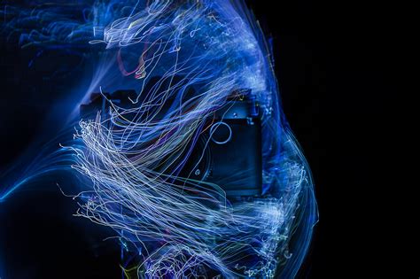 Abstract Light Streams Forming A Head Symbolizing Digital Consciousness
