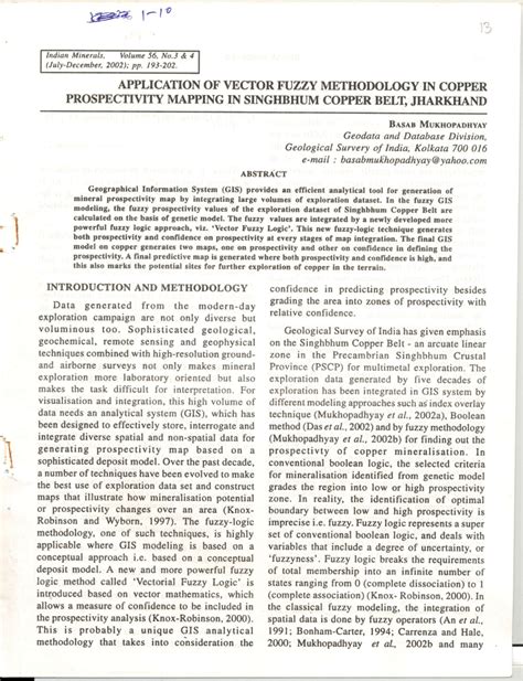 Pdf Application Of Vector Fuzzy Methodology In Copper Prospectivity