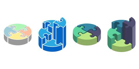 Infographic Element Puzzle Pie Chart Design Set Vector Art At Vecteezy