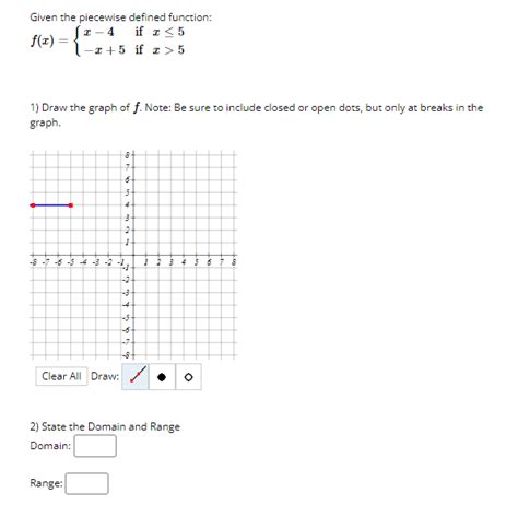 solved given the piecewise defined function f x {x−4−x 5