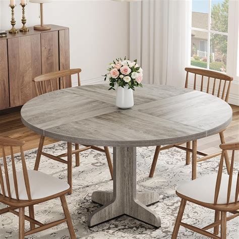Zzistar 47 Inch Round Dining Table For 4 Farmhouse Circle Kitchen
