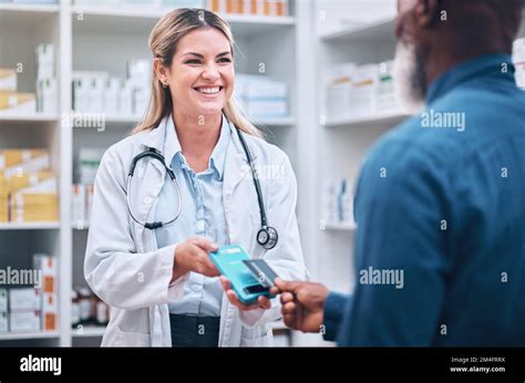 Pharmacist Payment Or Customer With Credit Card For Medicine Or Buying