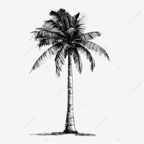 고립된 야자수 그림 야자수 그림 검정색과 흰색 Png 일러스트 및 이미지 에 대한 무료 다운로드 Pngtree