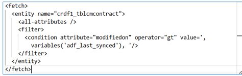 Passing A Azure Data Factory Pipeline Variable Into A Fetch Xml Query