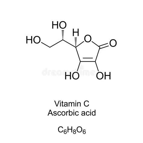 Vitamin C Ascorbic Acid Skeletal Formula And Molecular Structure