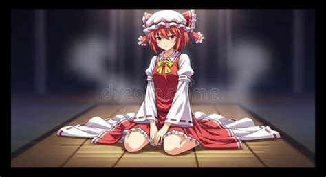 Anime Girl In Traditional Japanese Attire Kneeling On Tatami Mat