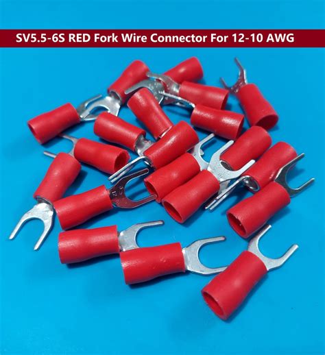 Sv5 5 6s 3 Rm Red Insulated Fork Wire Connector Terminal For 12 10 Awg Wire 5 5 6s U Type Crimp
