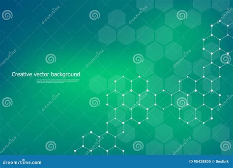 Molecule Dna And Neurons Vector Molecular Structure Connected Lines With Dots Genetic