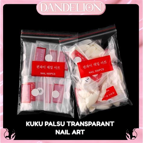 Jual Dnd 500pcs Kuku Palsu Transparant Polos Round Stiletto Coffin Clear Fake Nail Art Shopee