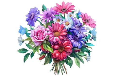 Premium Photo N Aster And Rose Flowers Bouquet Isolated On White