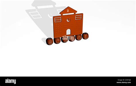 3d graphical image of school vertically along with text built by