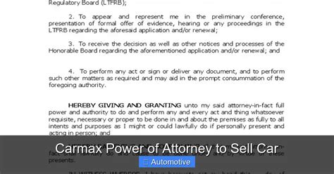 Carmax Power Of Attorney To Sell Car