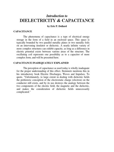 Dielectricity And Capacitance Introduction To Pdf Capacitor Inductance
