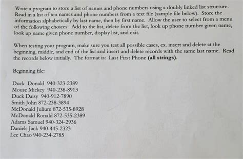 Solved Write A Program To Store A List Of Names And Phone Chegg Com
