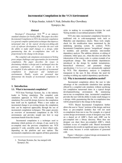incremental compilation in the vcs environment pdf compiler