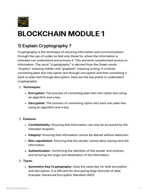 Blockchain Technologies Module 1 Pdf Key Cryptography Cryptography