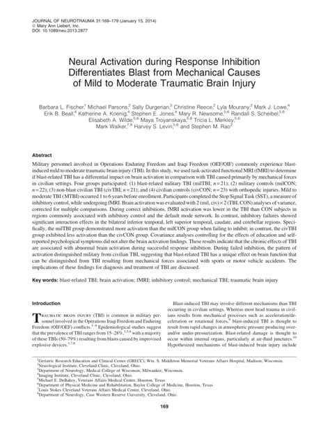 Pdf Neural Activation During Response Inhibition Differentiates Blast