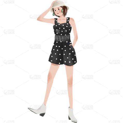 人物插画 站立的女孩素材 花瓣网