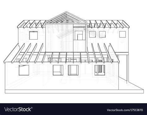 Abstract 3d Render Of Building Wireframe Structure