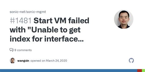 Start VM Failed With Unable To Get Index For Interface VM0601 Back No