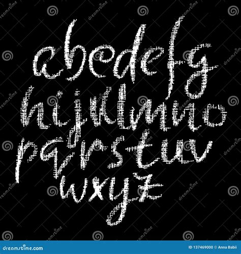 Chalk Lower Case Font Grunge Script On Chalkboard Vector Calligraphy