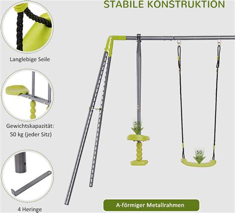 Homcom Vaikiškos Sūpynės Dvigubos Sūpynės Su Metaliniu Rėmu Ir Sūpynėmis Skirtos 3 10 Metų Iki