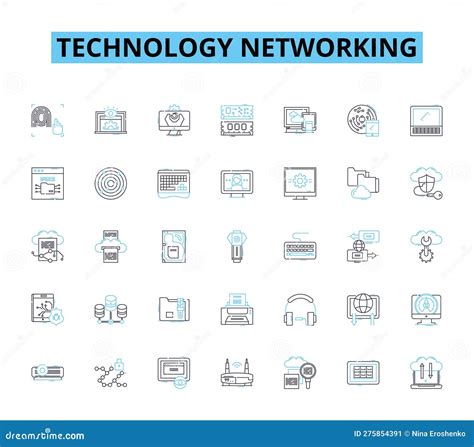 Technology Networking Linear Icons Set Ethernet Wi Fi Router