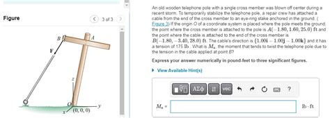 Solved An Old Wooden Telephone Pole With A Single Cross Chegg Com