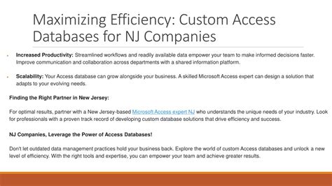 Ppt Maximizing Efficiency Custom Access Databases For Nj Companies