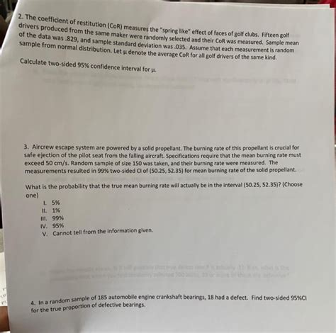 Solved 2 The Coefficient Of Restitution Cor Measures The