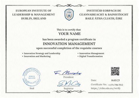 Program Certificate In Innovation Management Eilmedueu
