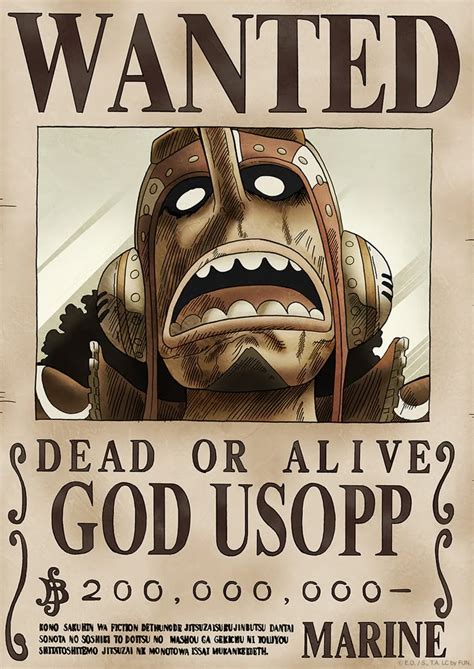 Usopp One Piece Wanted Bounty Poster God Usopp Poster For Sale By One