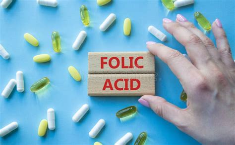 Folic Acid Symbol Wooden Blocks Words Medicine Concept Copy Space Stock