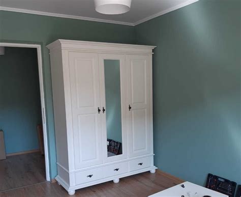 Dulap Din Lemn Masiv Cu Oglinda Seby 3 Usi 2 Sertare Alb Miere