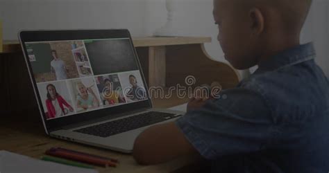 Image Of Graphs And Binary Code Over African American Boy Having Online