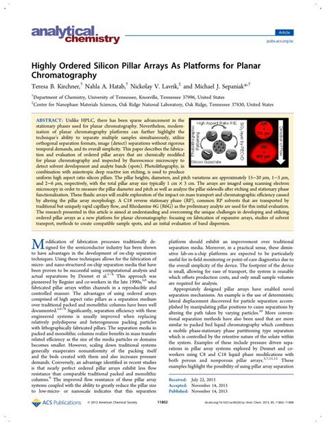 Pdf Highly Ordered Silicon Pillar Arrays As Platforms For Planar
