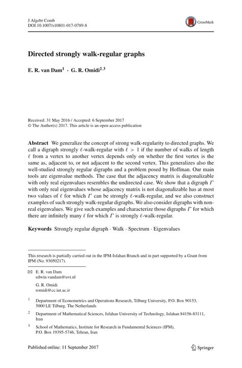 pdf directed strongly walk regular graphs