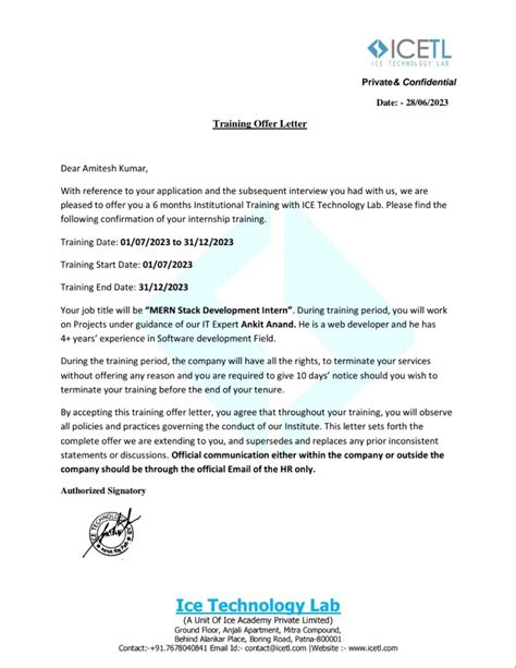 amitesh kumar on linkedin training latter for mern stack development