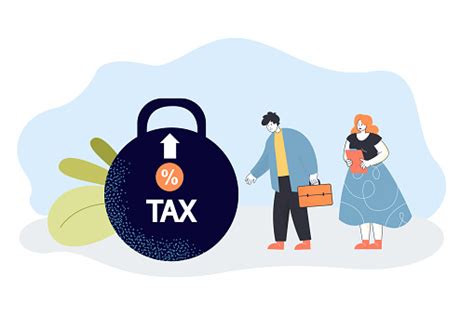 슬픈 남자와 케틀벨 단어 세금 플랫 벡터 일러스트 레이 션 경제에 대한 스톡 벡터 아트 및 기타 이미지 경제 금융 디자인