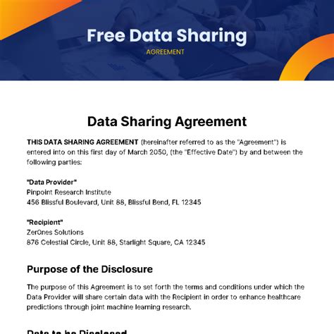 free data sharing agreement templates editable and printable