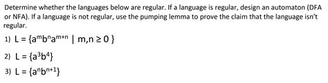 Solved Determine Whether The Languages Below Are Regular If
