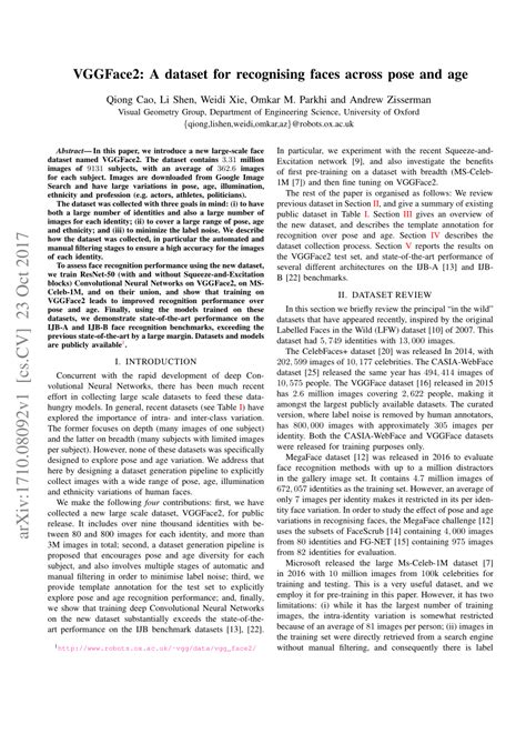 Pdf Vggface2 A Dataset For Recognising Faces Across Pose And Age