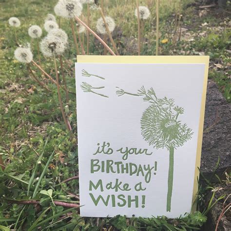 Birthday Letterpress Greeting Card Dandelion Make A Wish Macon